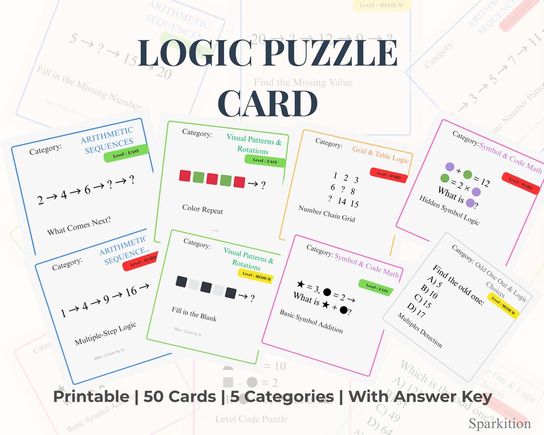 Printable Logic Puzzle Cards | Thinking Games | Brain Teasers for Kids ...