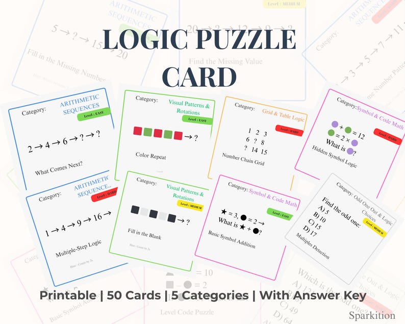 Printable Logic Puzzle Cards | Thinking Games | Brain Teasers for Kids ...
