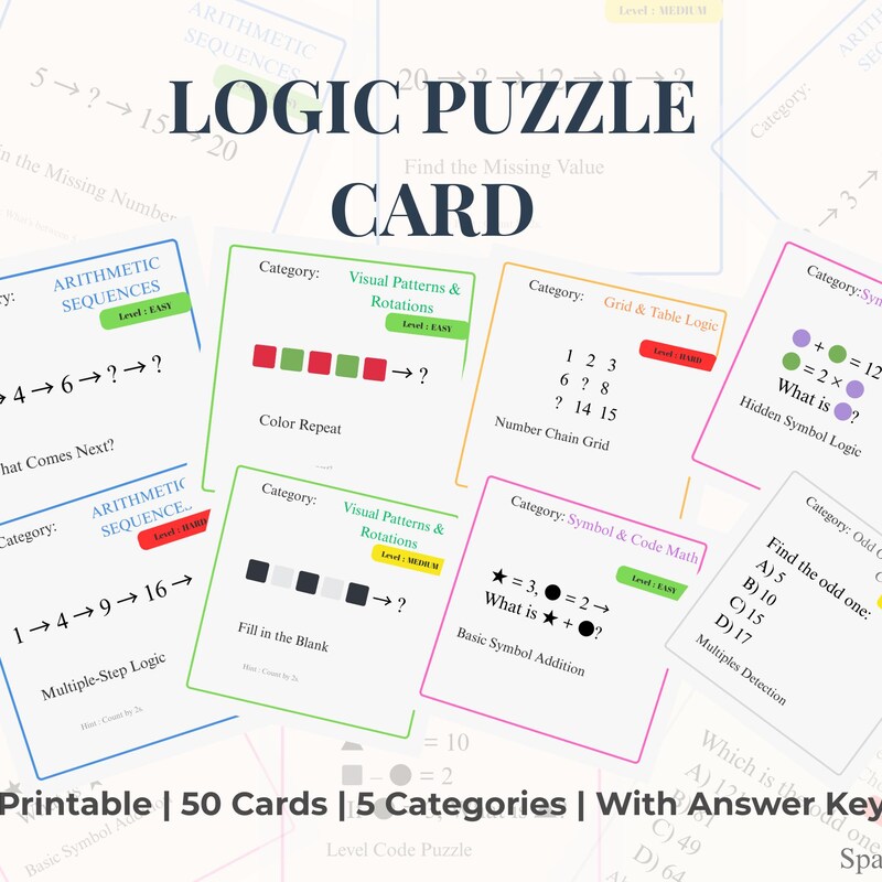 Printable Logic Puzzles - Etsy