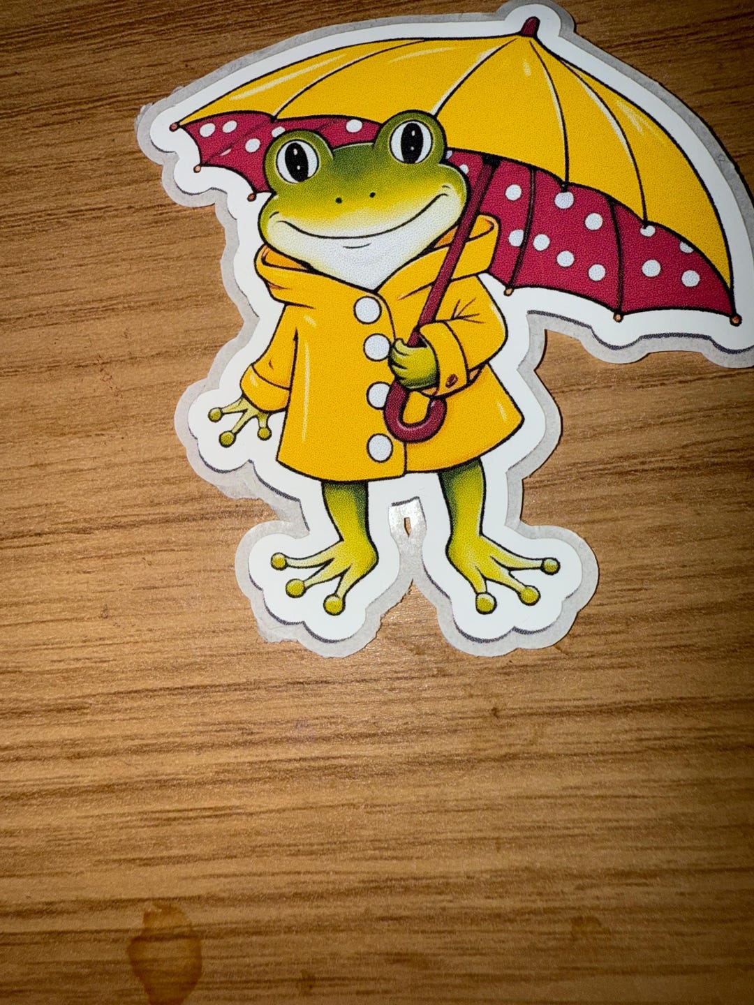 Cute and Goofy Frog Sticker - Rainy Day Frog in Yellow Raincoat ...
