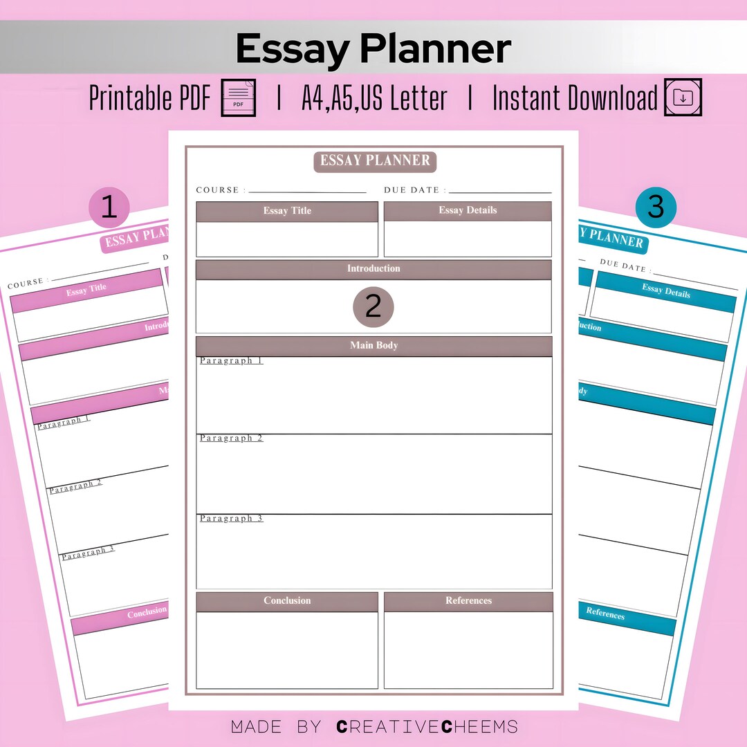 Printable Essay Planner Template | Essay Outline & Academic Writing ...