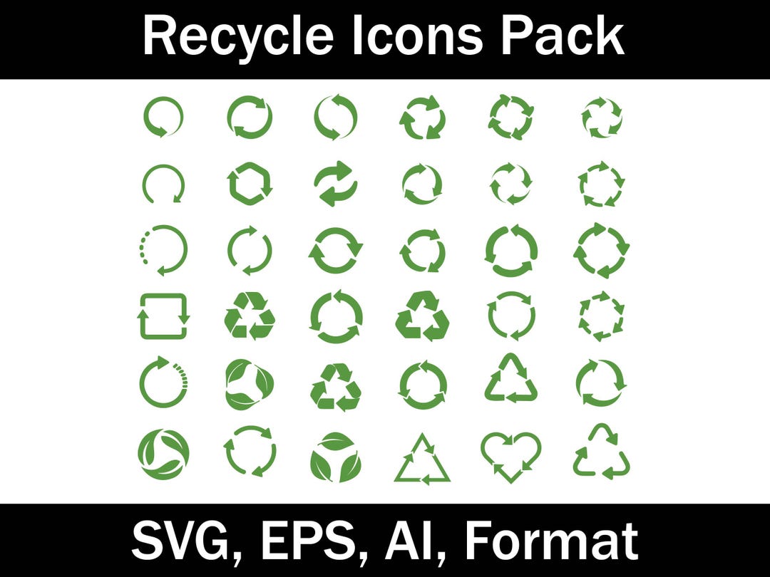 Recycle Icon Set: Eco Vector Symbols for Sustainability (SVG, AI, EPS ...