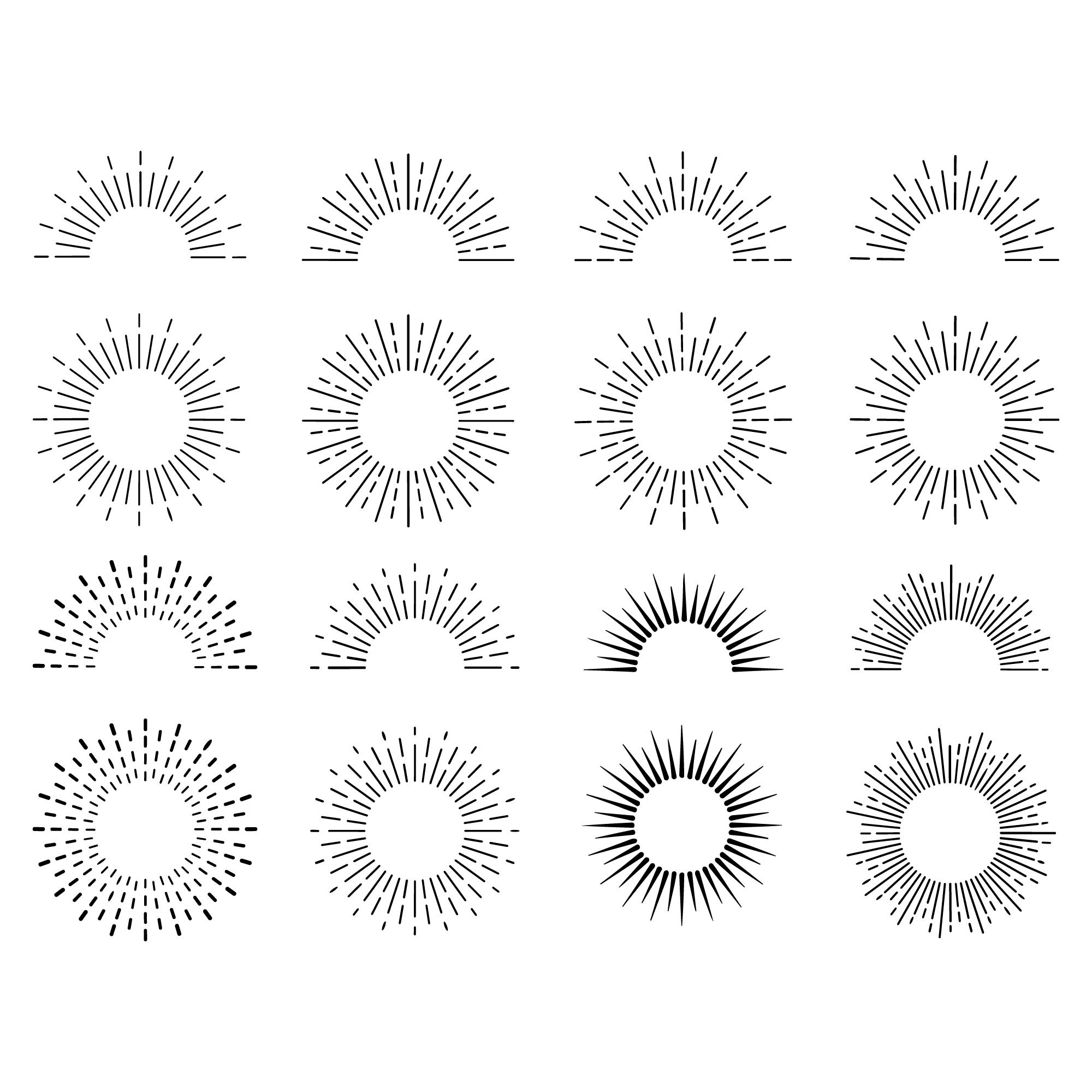 Sunburst Vector Icons Set: Radiant Light Rays, Cricut Ready (SVG, EPS ...