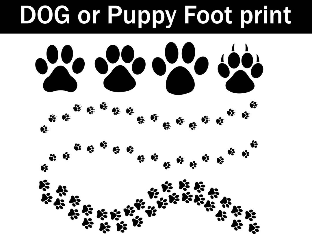 Dog Footprint Icons: Black Silhouette Tracks (digital Download) - Etsy