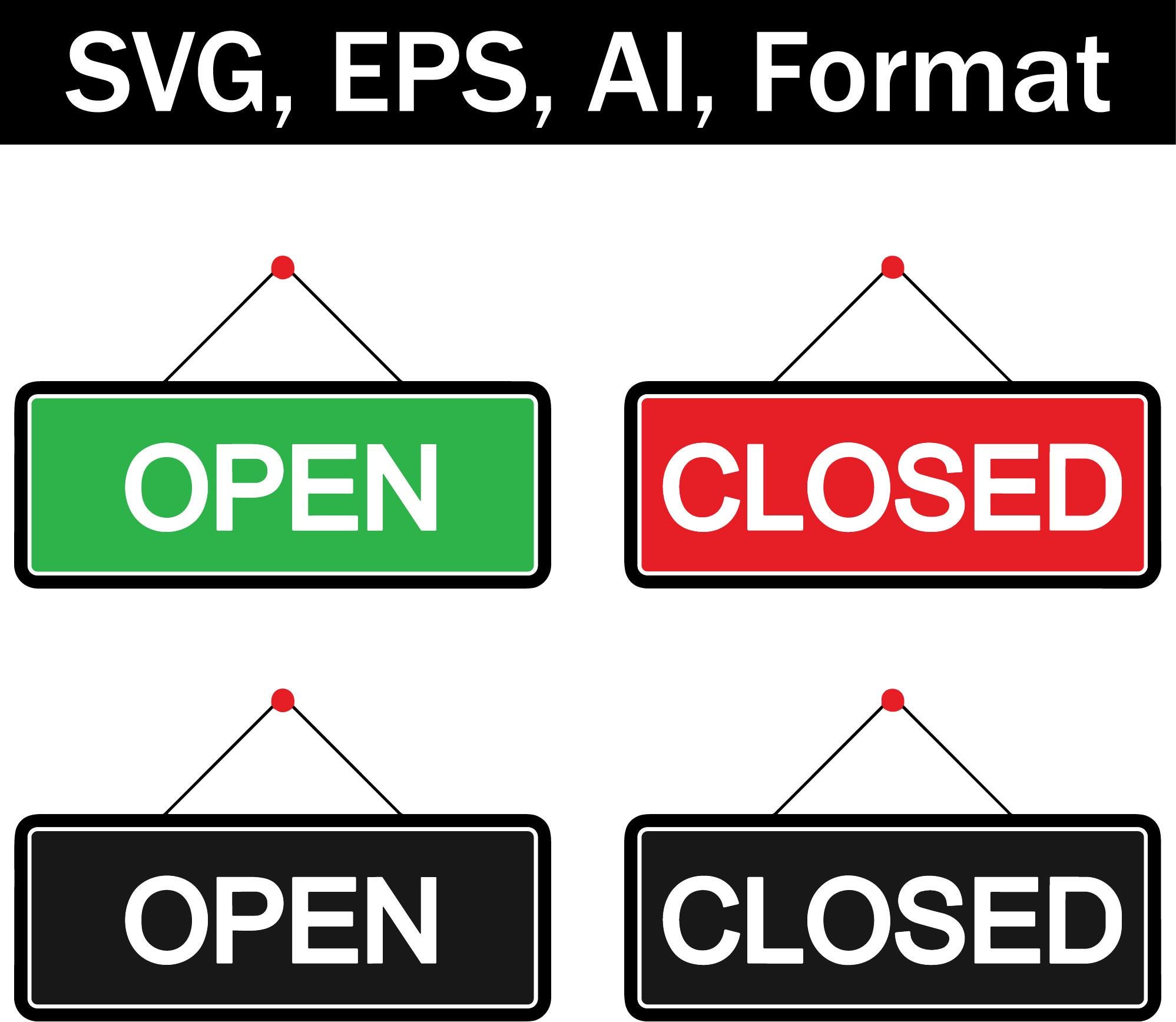 Open Closed Banner Signboard Vector Pack: Shop Restaurant Storefront - Etsy