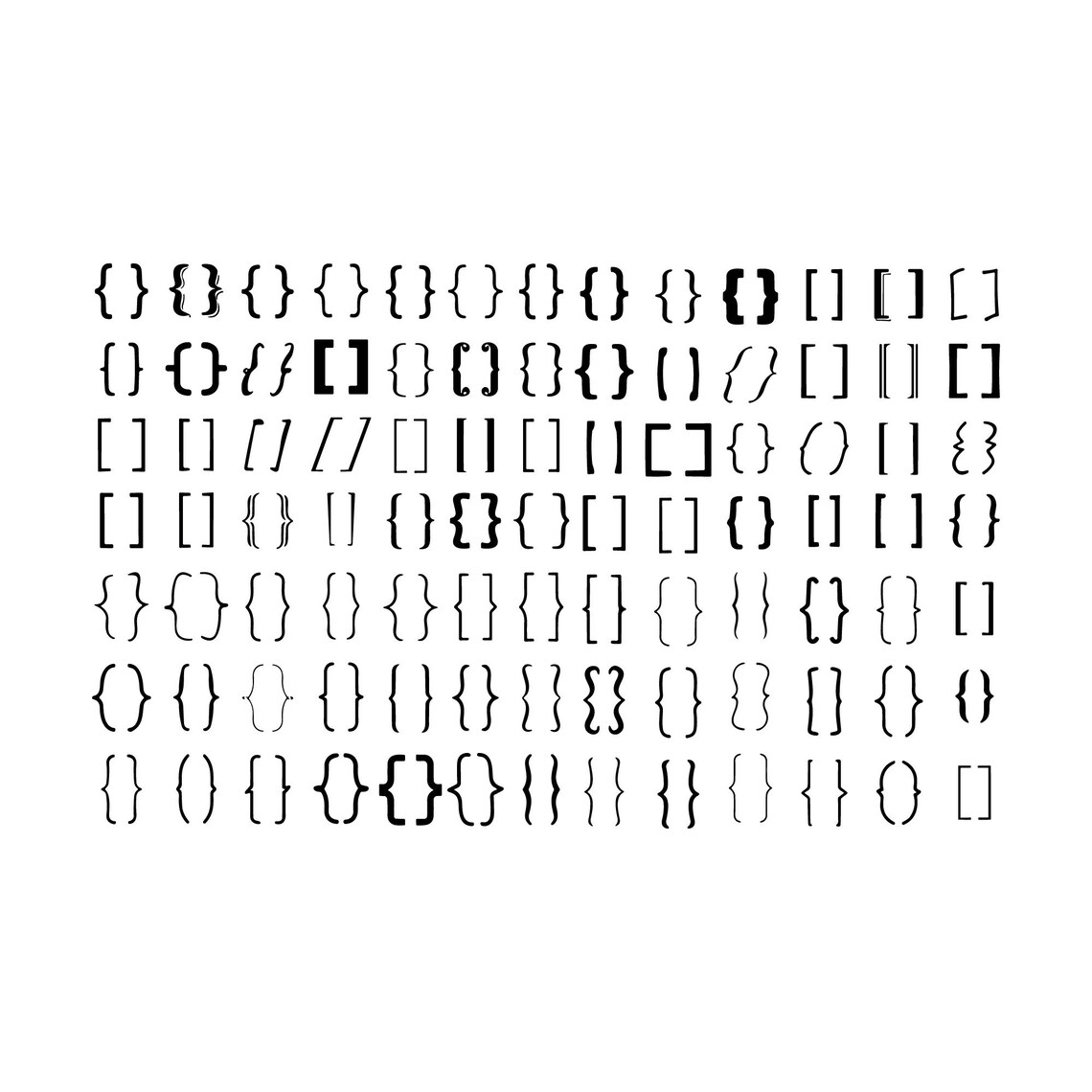 Bracket Icons Set | Curly Brackets Icons Pack | Parentheses Vector ...