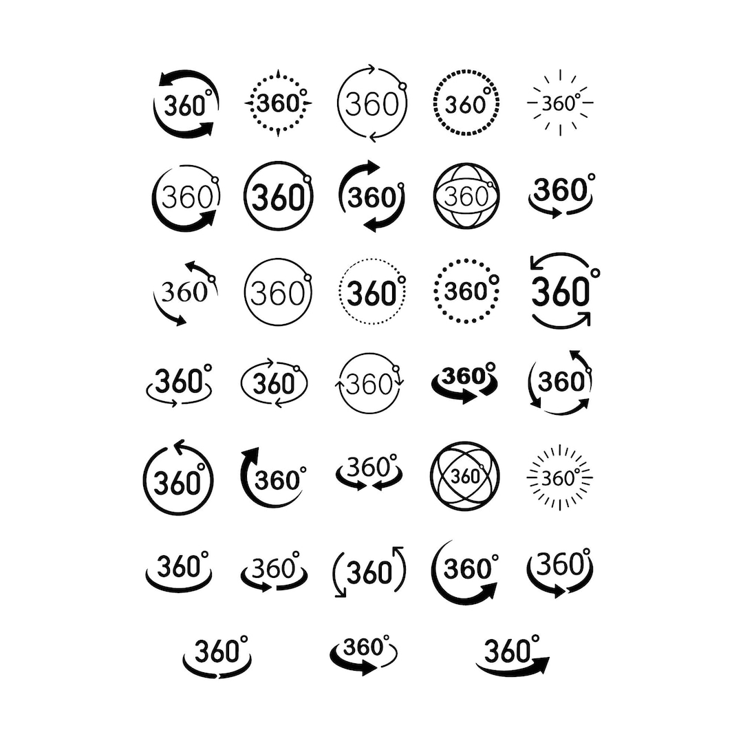 360 Degree Rotation Icons | Vector Symbols (svg, Eps, Ai, Jpg) - Etsy