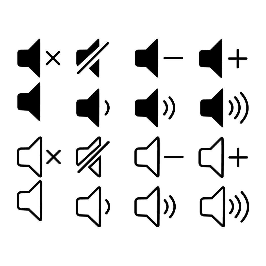 Speaker Volume Icons Vector Pack: Audio Control Symbols (SVG, EPS, AI ...