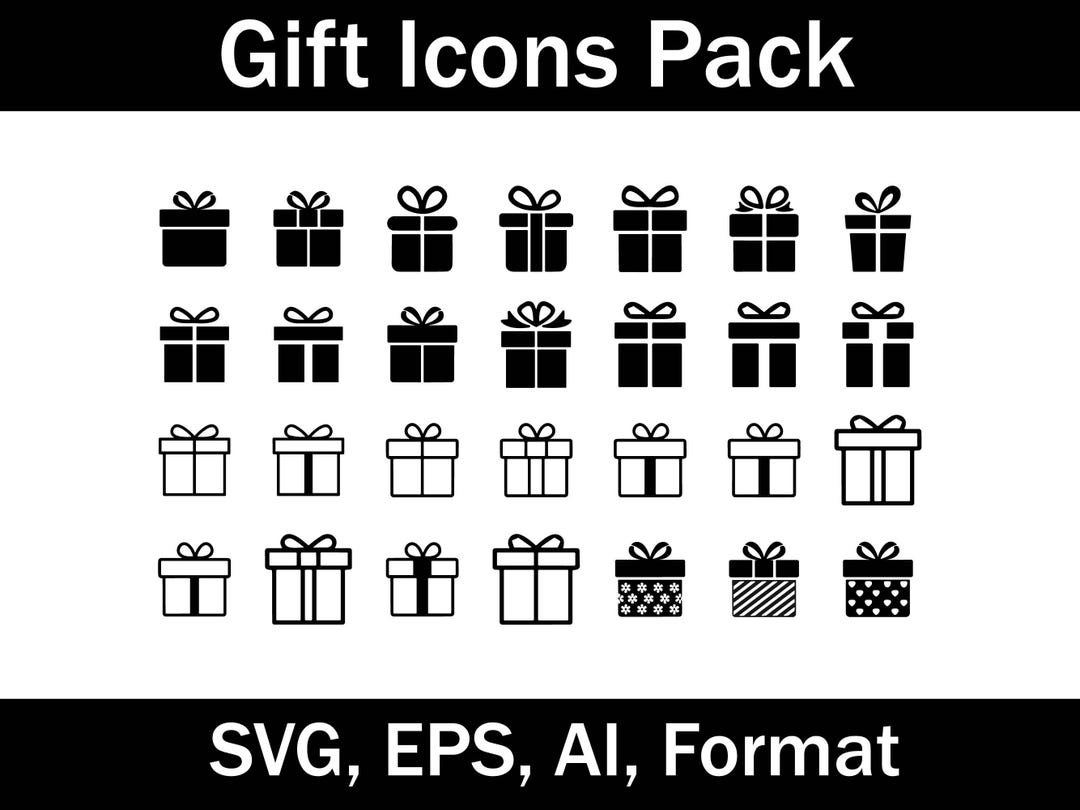 Gift Icons Pack Bundle. Present Box Vector Set. Flat & Line Gift ...