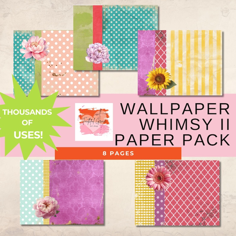 Digital Download | Printable Paper | Wallpaper Whimsy II | Colorblock ...