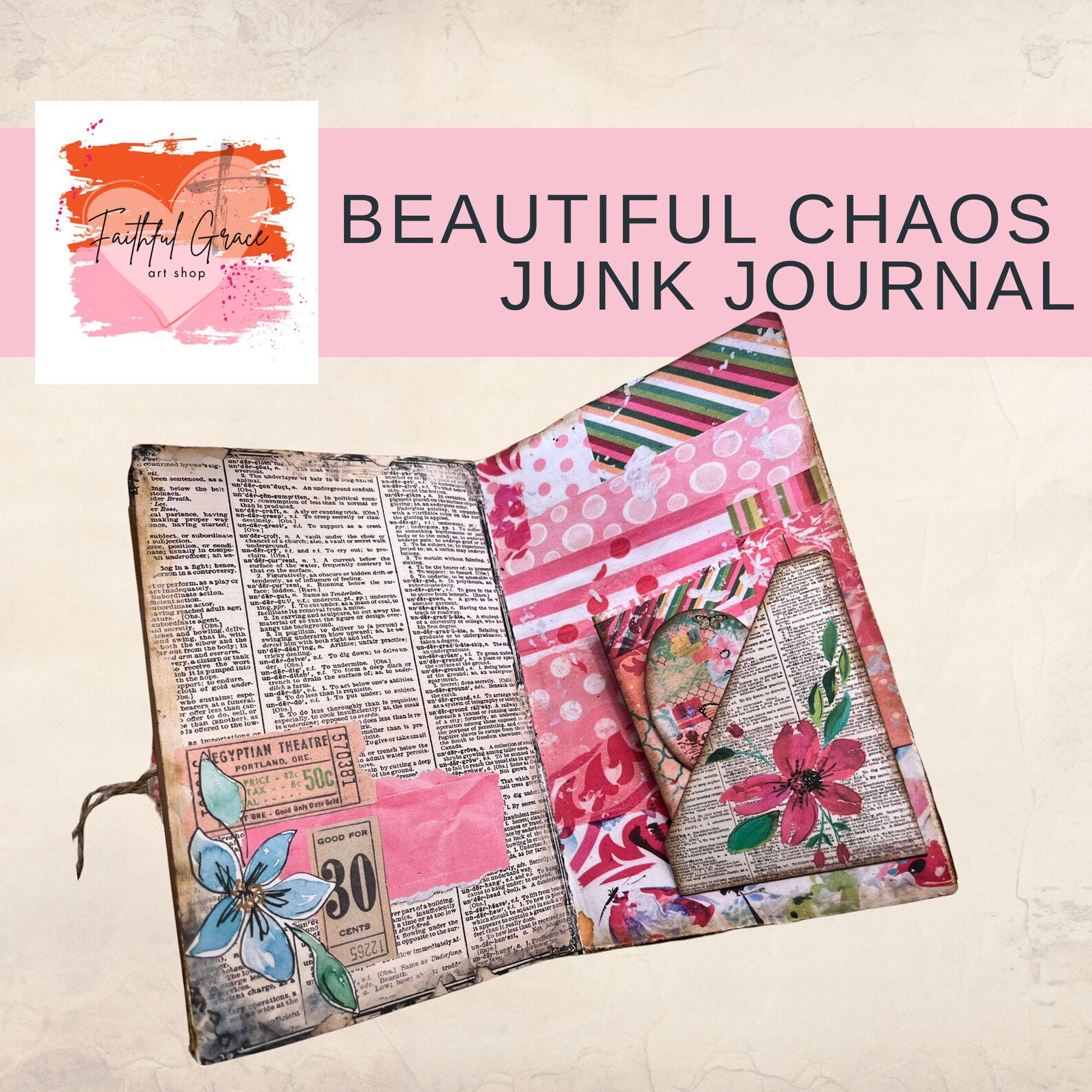 Boho Junk Journal Kit: Watercolor Florals, Collage Papers (digital ...