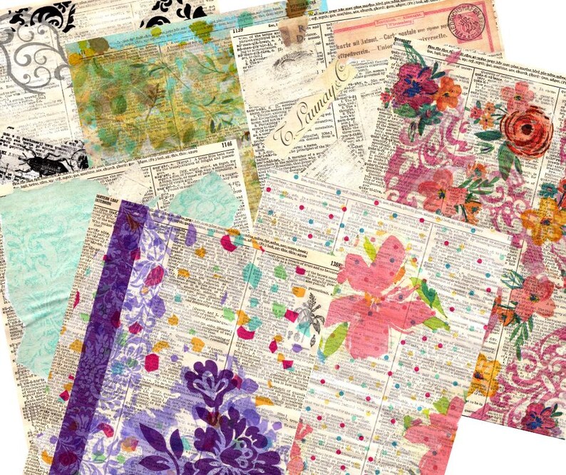 Digital Scrapbook Paper Set | Colorful Floral Vintage Designs | Paper ...