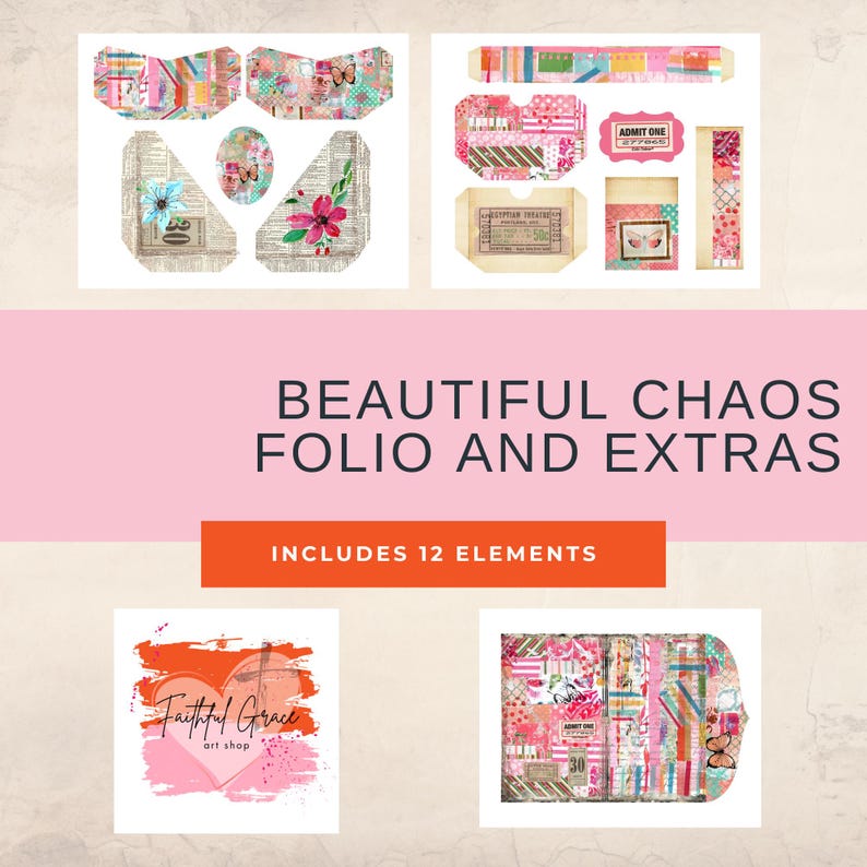 Beautiful Chaos Folio and Extras | 12 Elements | Boho Design - Etsy