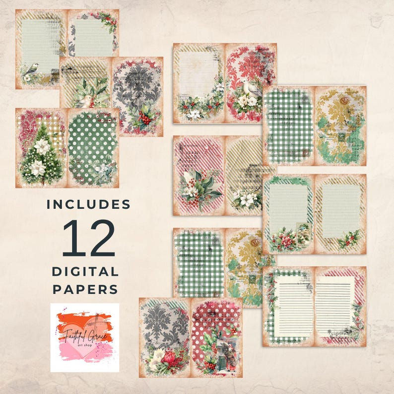 Digital Download | Holly and Hymns | Vintage Christmas MEGA Junk Journal Kit | Holiday Scrapbook ...