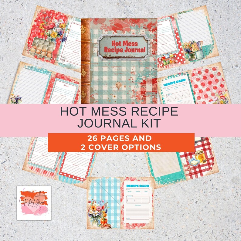 Hot Mess Recipe Journal Combo: Printable Cookbook Keepsake (digital ...