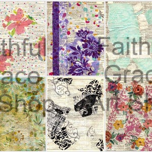 Digital Scrapbook Paper Set | Colorful Floral Vintage Designs | Paper ...