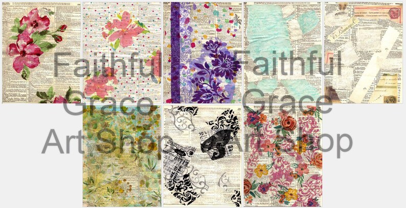 Digital Scrapbook Paper Set | Colorful Floral Vintage Designs | Paper ...