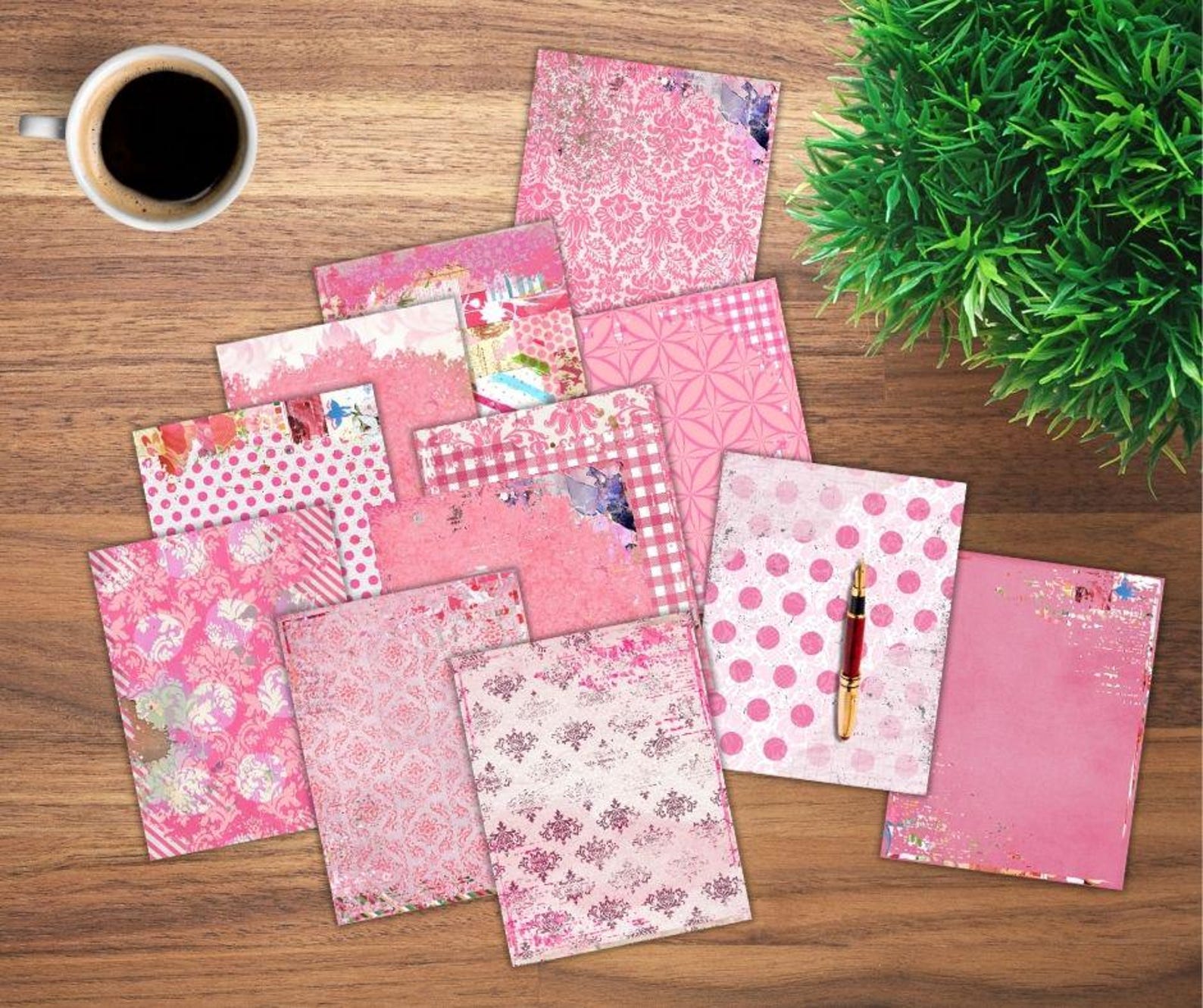 Bubblegum Riot Digital Paper Pack | Pink Gingham & Polka Dot Junk ...