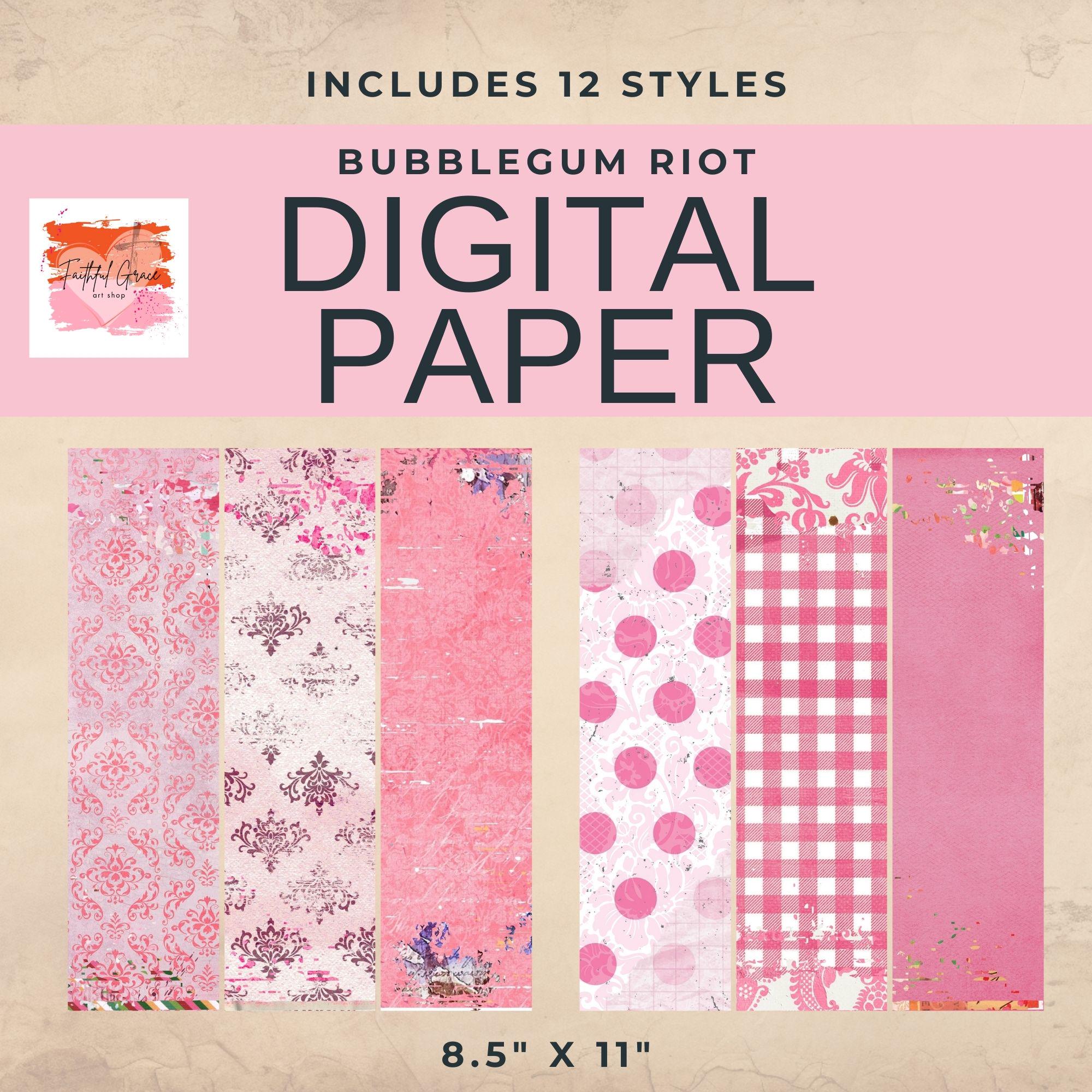 Bubblegum Riot Digital Paper Pack | Pink Gingham & Polka Dot Junk ...