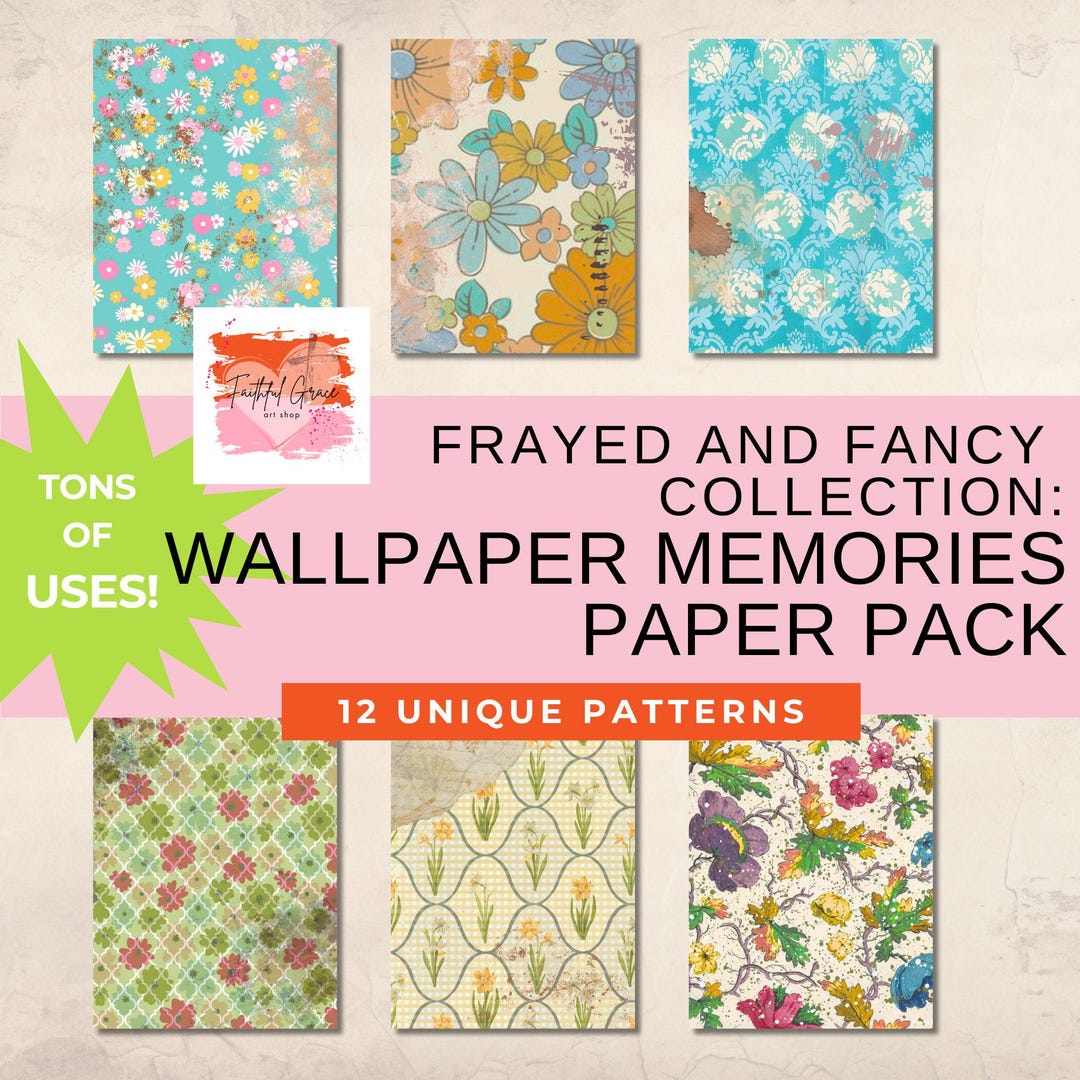 Digital Download | Vintage Wallpaper | Collage Scrapbook Paper | Frayed ...