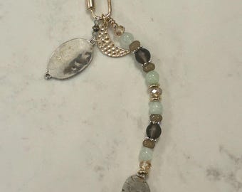 Handmade Beaded Keychain/ Bag Charm With Glass, Ceramic, and Stone ...