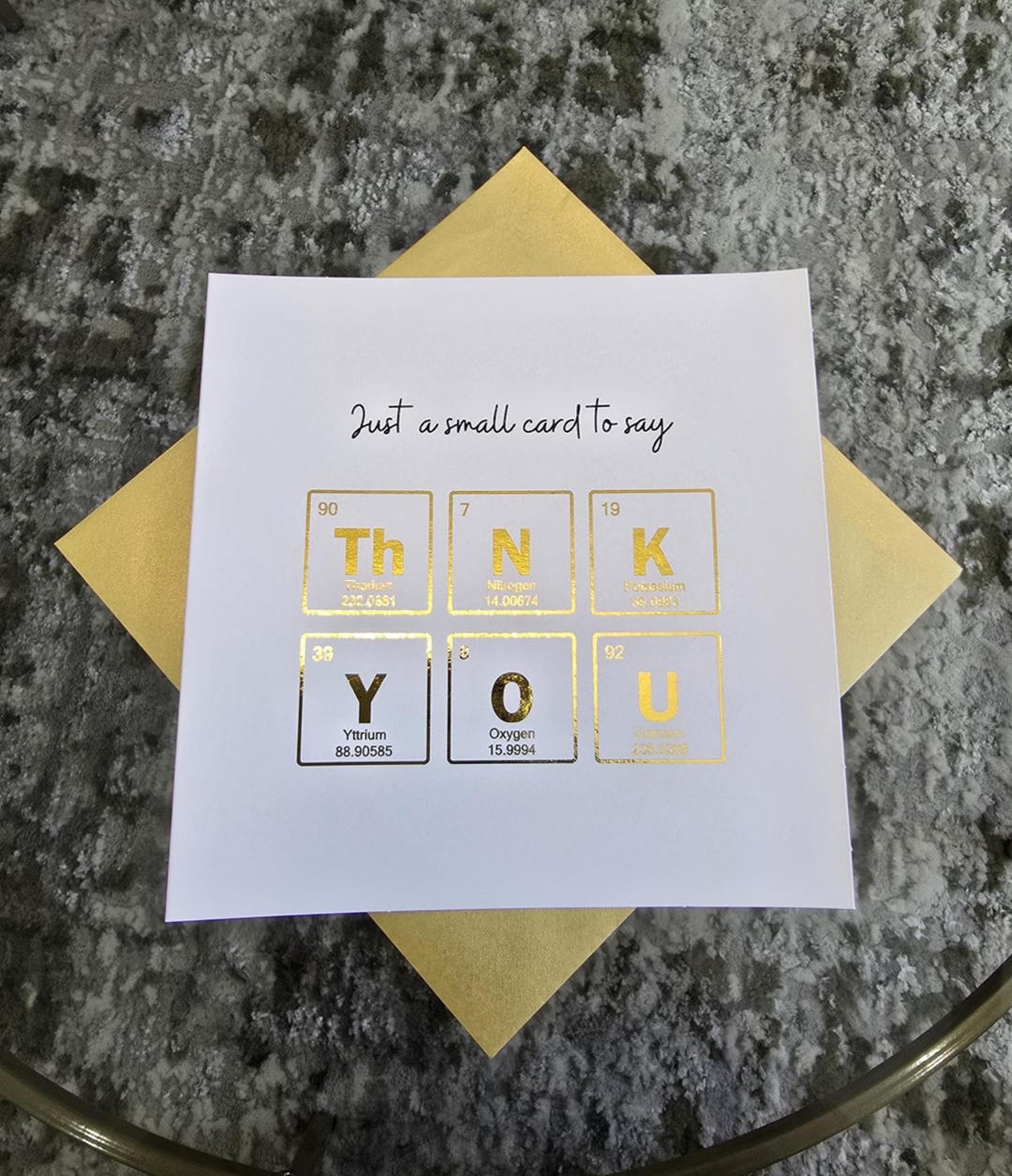 Chemistry Thank You Periodic Table Card, Gold Elements Science Card ...