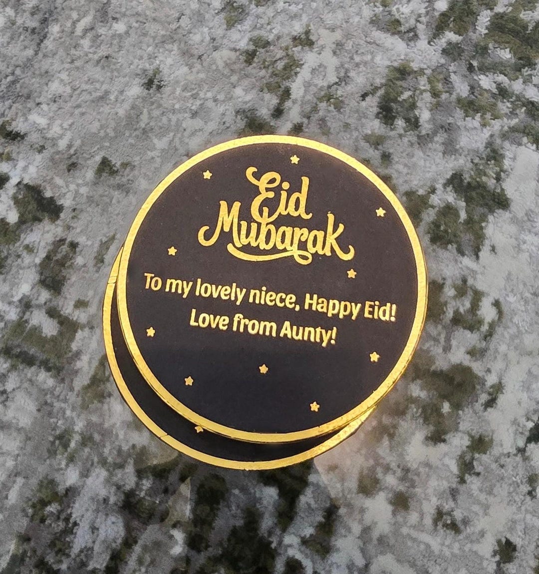 Giant Personalised Eid Mubarak Chocolate Coin, Eid Gift, Muslim Islamic ...