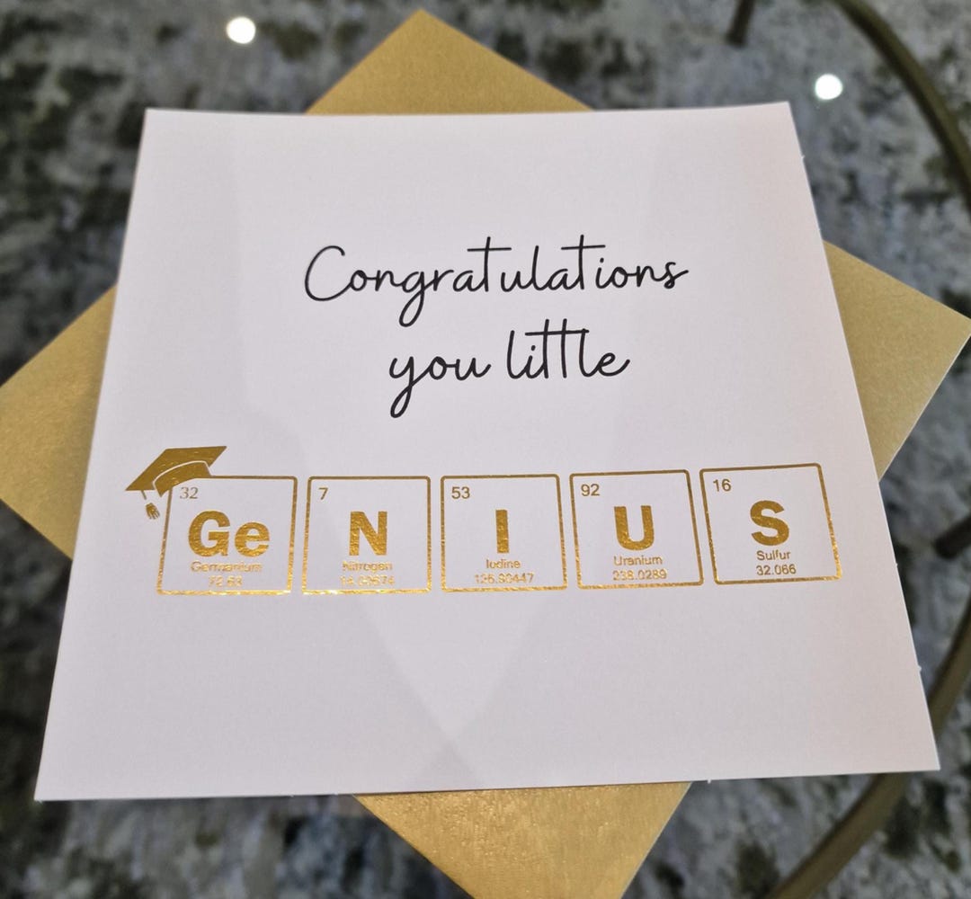Personalised Well Done Card, Periodic Table Card, Cool Nerd Card, Funny ...