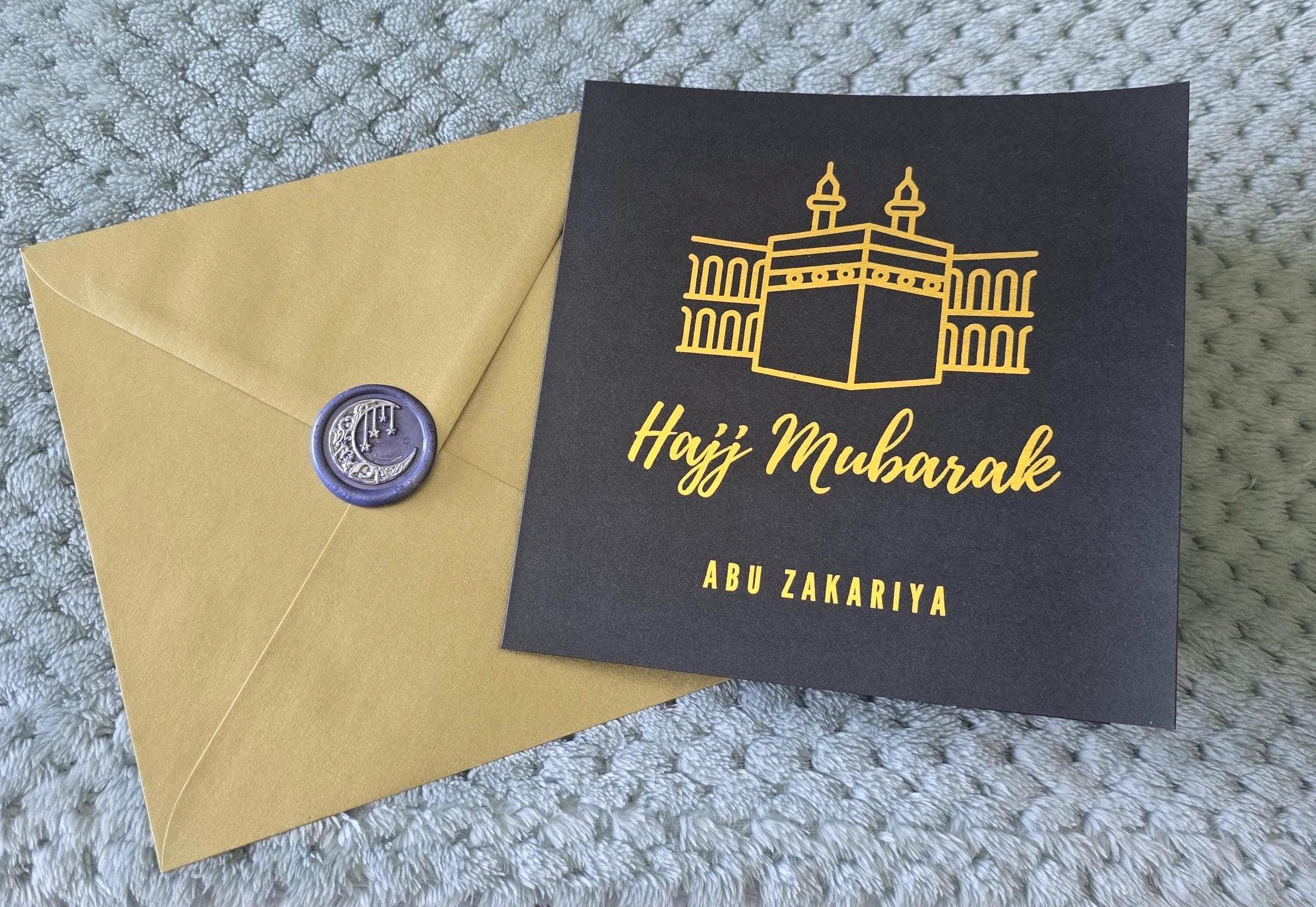 Gold Personalised Hajj Mubarak Card | Gold Hajj Mubarak Card ...