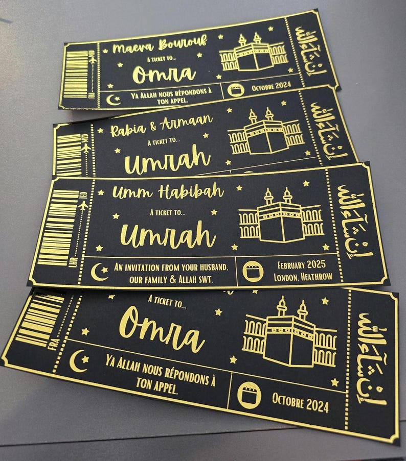 Personalised Umrah Hajj Ticket, Islamic Muslim, Boarding Pass - Etsy UK