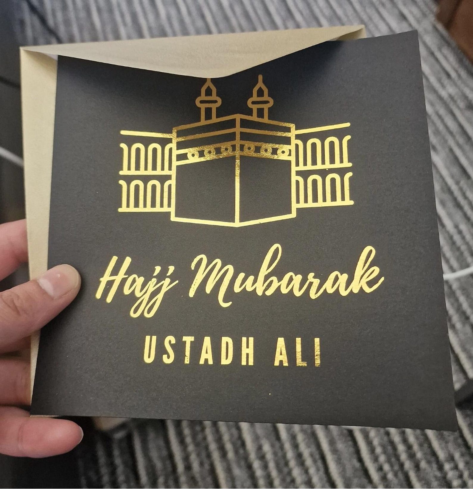 Gold Personalised Hajj Mubarak Card | Gold Hajj Mubarak Card ...