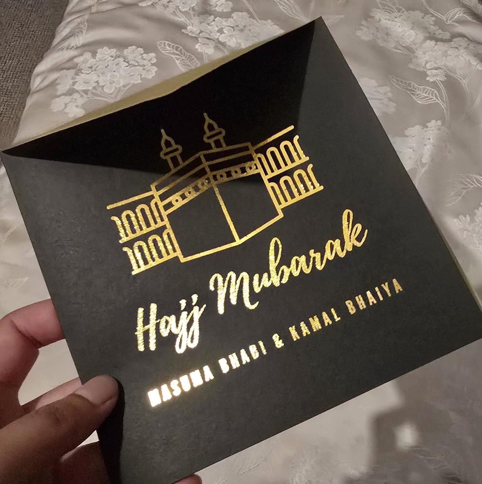 Gold Personalised Hajj Mubarak Card | Gold Hajj Mubarak Card ...