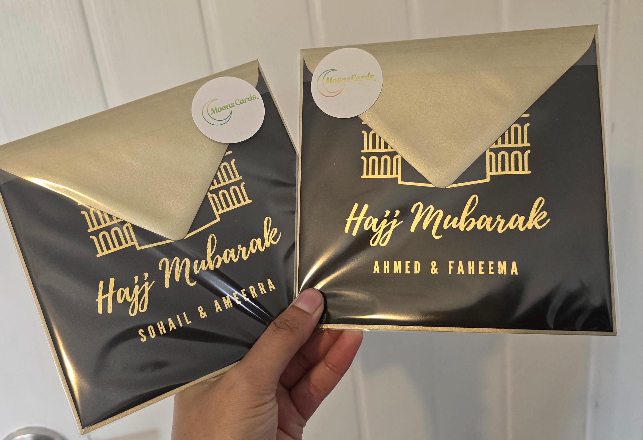 Gold Personalised Hajj Mubarak Card | Gold Hajj Mubarak Card ...