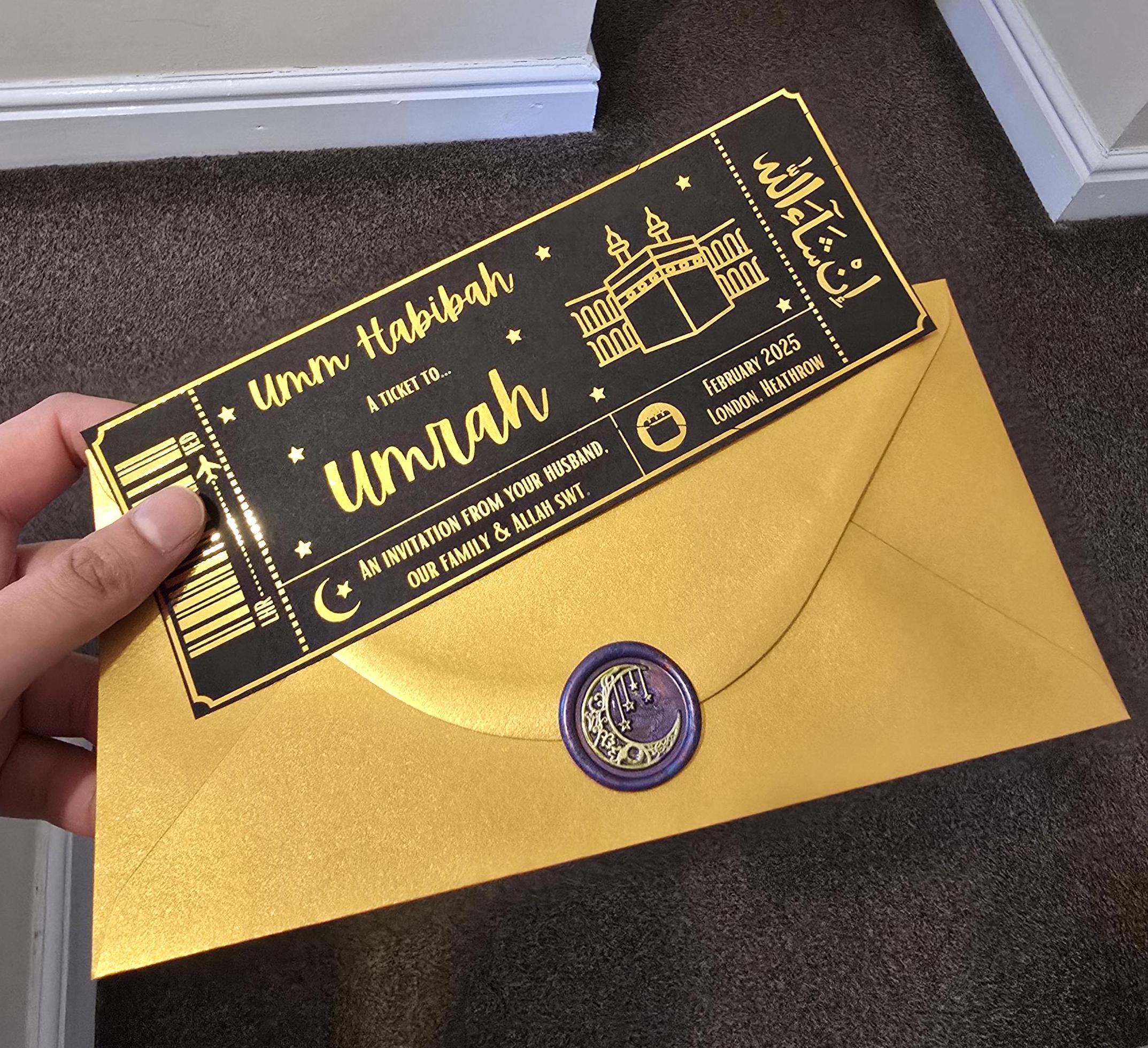 Umrah Hajj Surprise Ticket, Personalised Umrah Ticket, Umrah Boarding ...