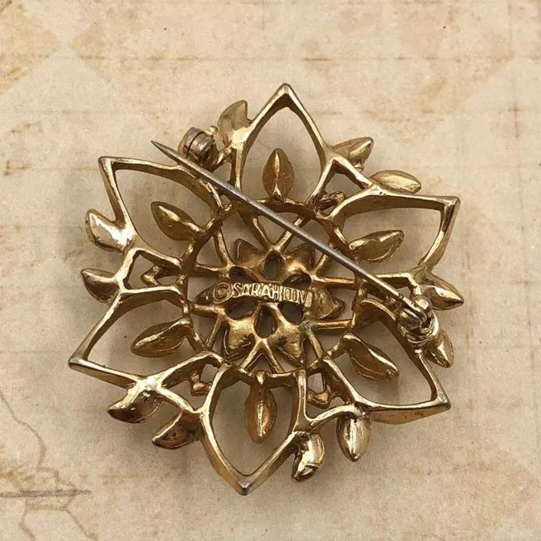 Vintage Sarah Coventry Openwork Flower Brooch, Gold Plated Brooch ...