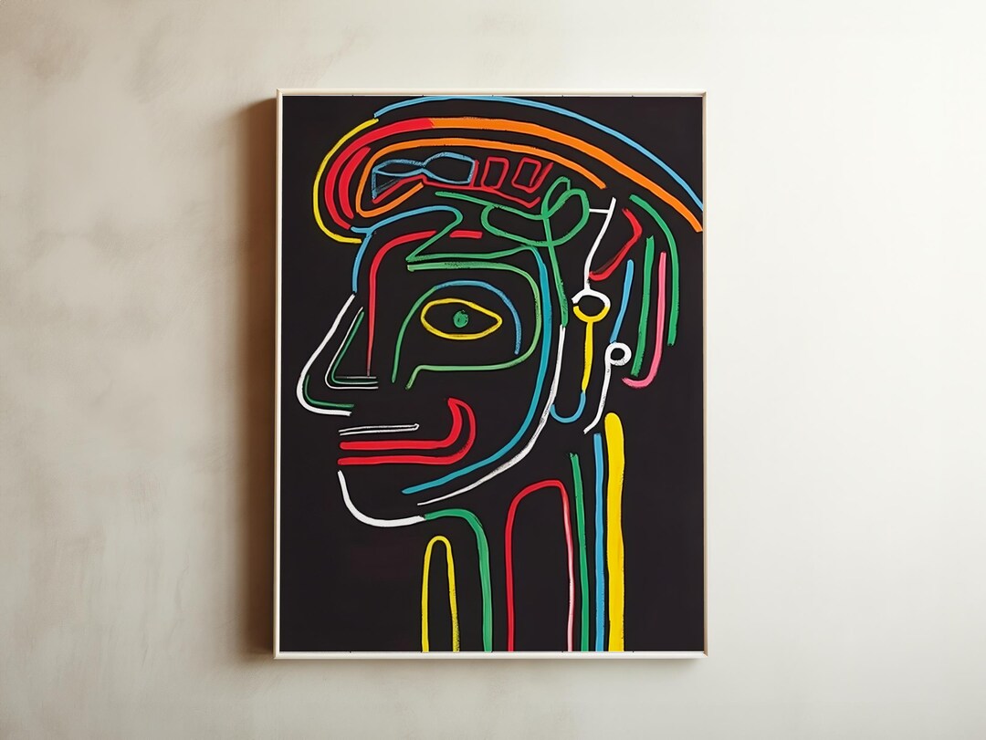 Colorful Abstract Line Art – Bold and Minimalist Expressionist Face ...