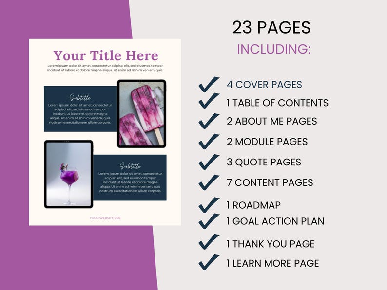 Editable Purple Workbook Template, Beautiful Customizable Lead Magnet ...