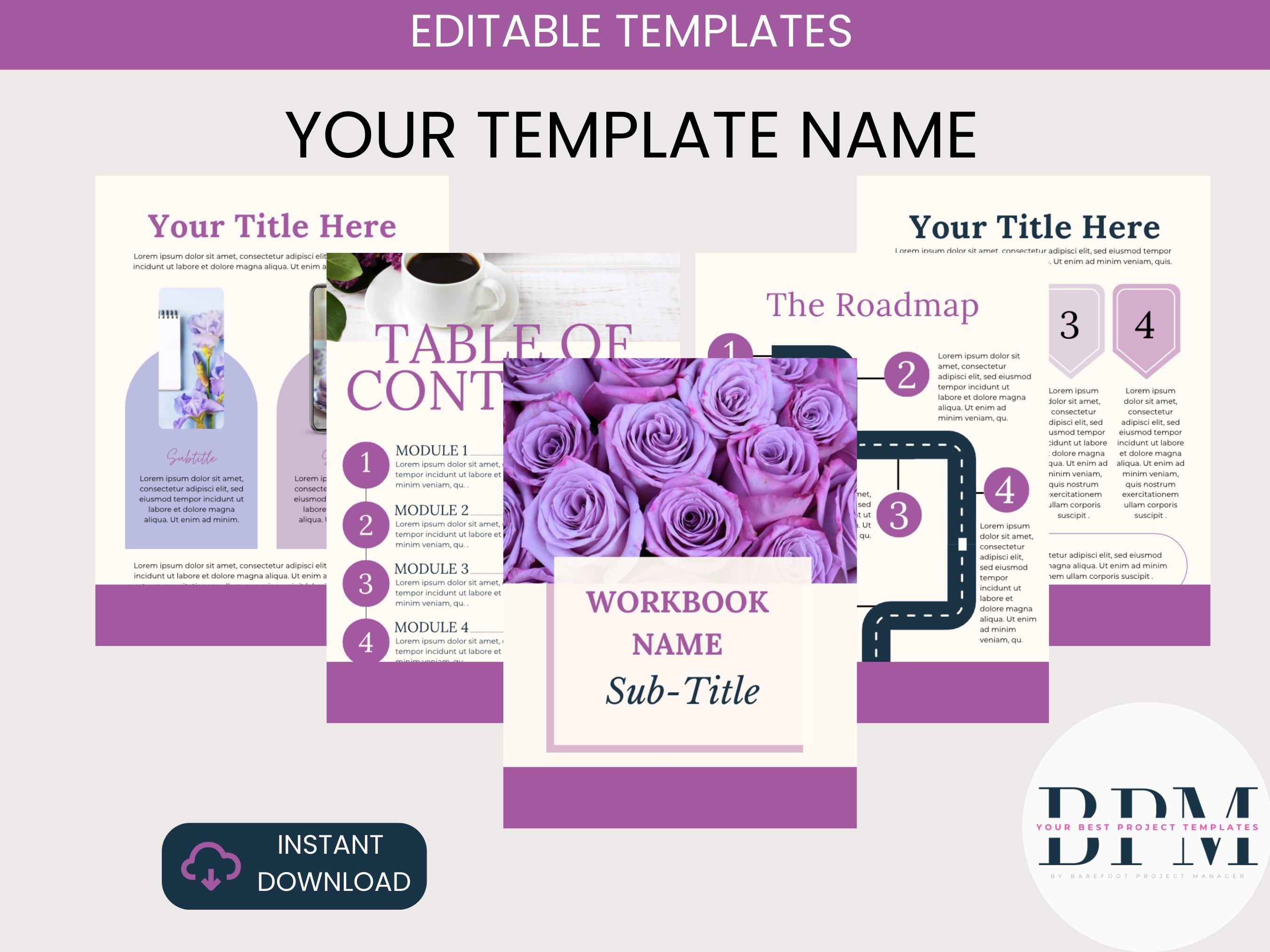 Editable Purple Workbook Template, Beautiful Customizable Lead Magnet ...