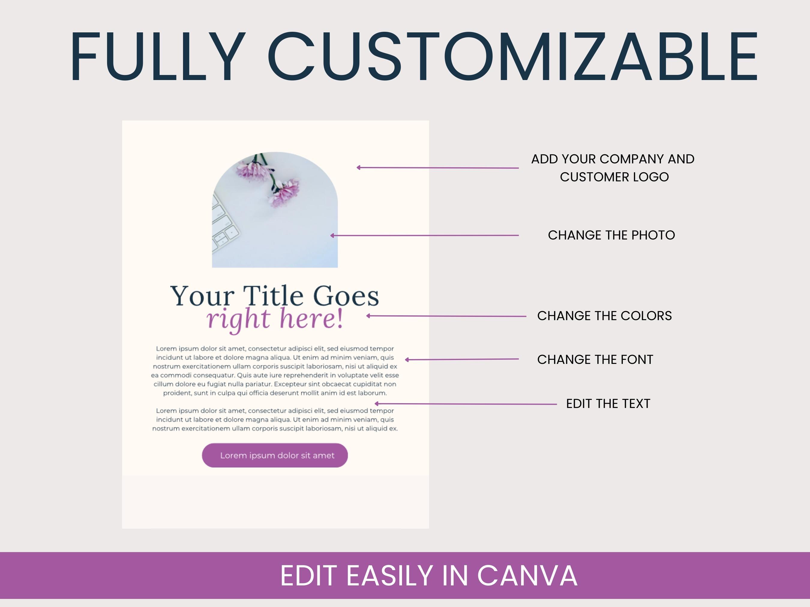 Editable Purple Workbook Template, Beautiful Customizable Lead Magnet ...