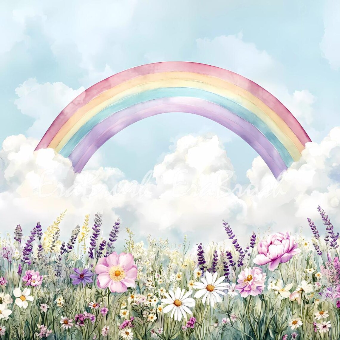 Vintage Pastel Rainbow Watercolor Art Set - 8K 27.3 Inches 300DPI ...