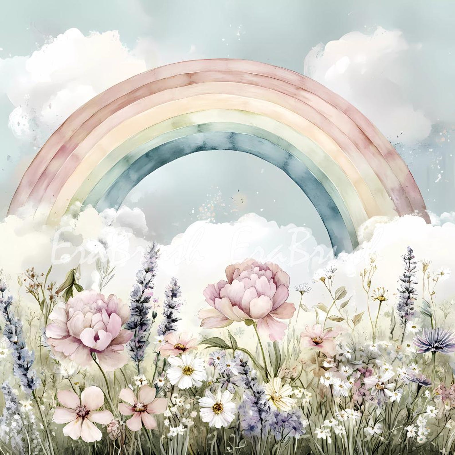 Vintage Pastel Rainbow Watercolor Art Set - 8K 27.3 Inches 300DPI ...