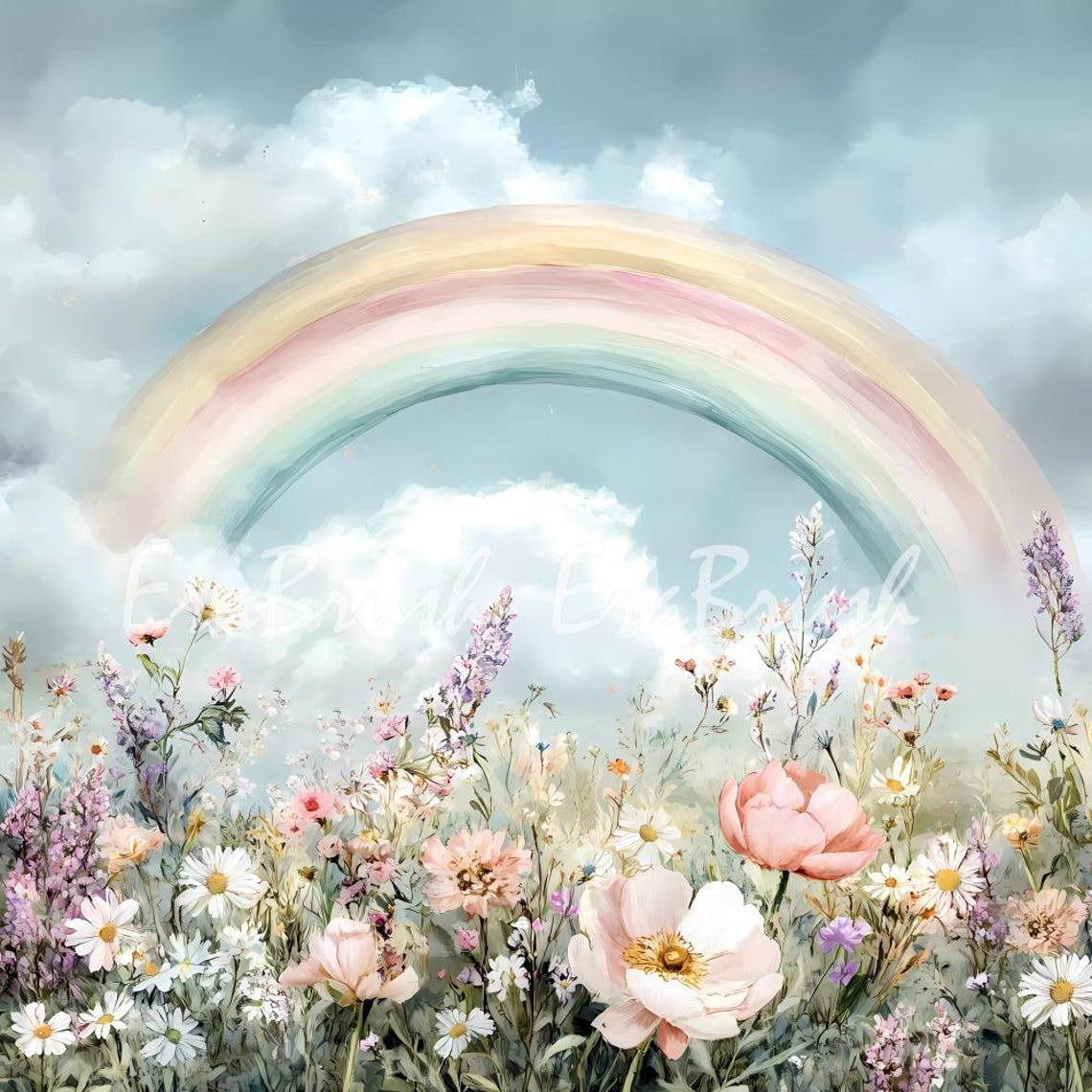 Vintage Pastel Rainbow Watercolor Art Set - 8K 27.3 Inches 300DPI ...