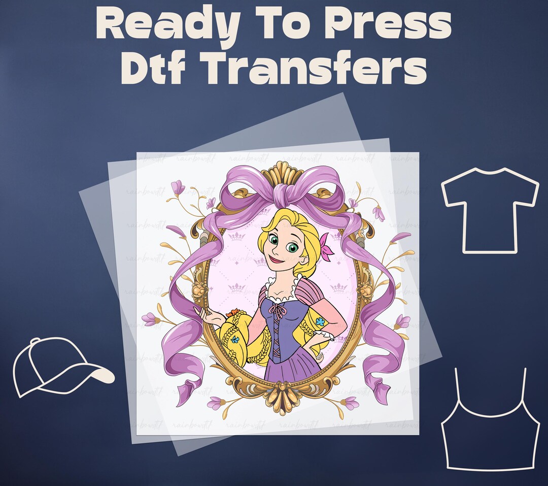 Rapunzel DTF Print, Princess Rapunzel Ribbon Dtf Ready to Press, Disney ...