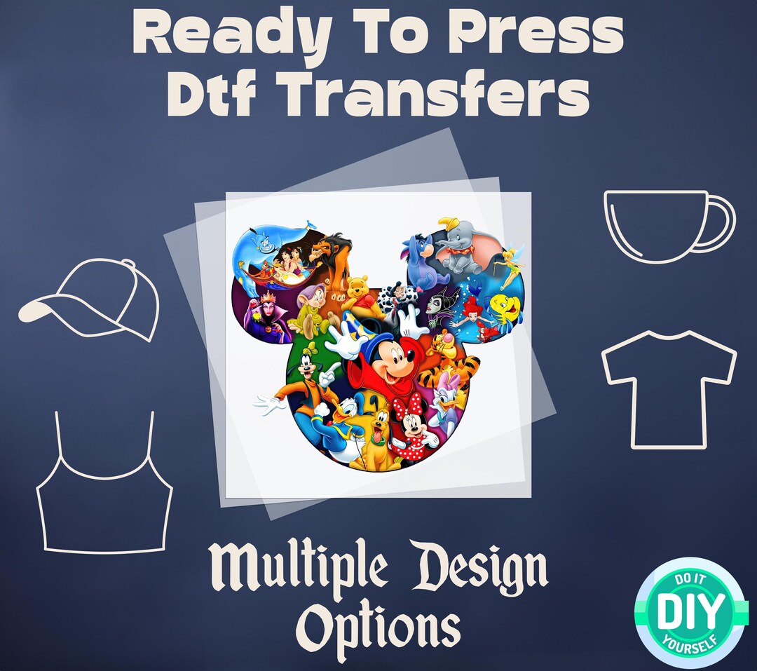 Disney Dtf Transfer, Disney Characters Mickey Head DTF, Disney Trip DTF ...