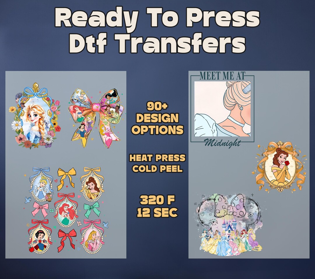 Disney Princess Dtf Ready to Press, Princess Coquette DTF Transfer ...