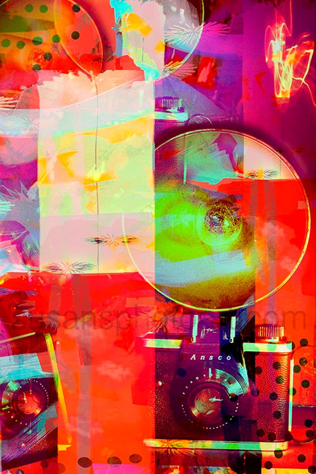 Colorful Camera Art, Holiday Colors, Digital Photo, Collage Art, Home ...