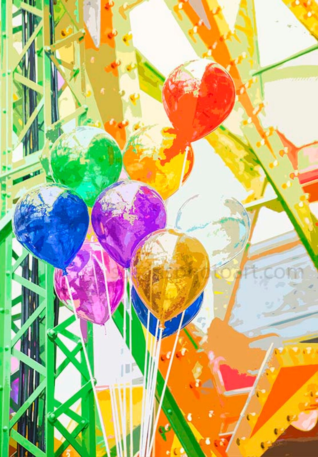 Colorful Balloons, Abstract Balloon Art, Digital Photo, Kids Art, Home ...