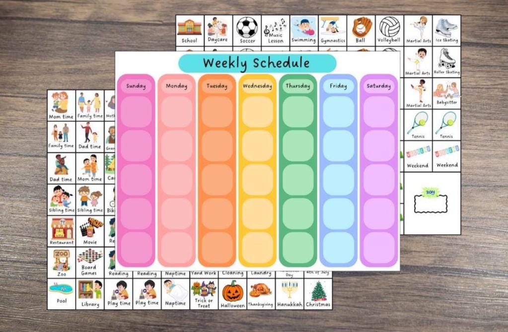 Kid's Visual Weekly Planner: Montessori-inspired Routine Chart ...