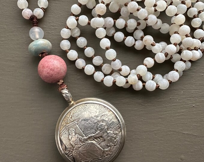 Mother and Child Antique Sterling Baby Rattle Long Beaded Necklace - Etsy