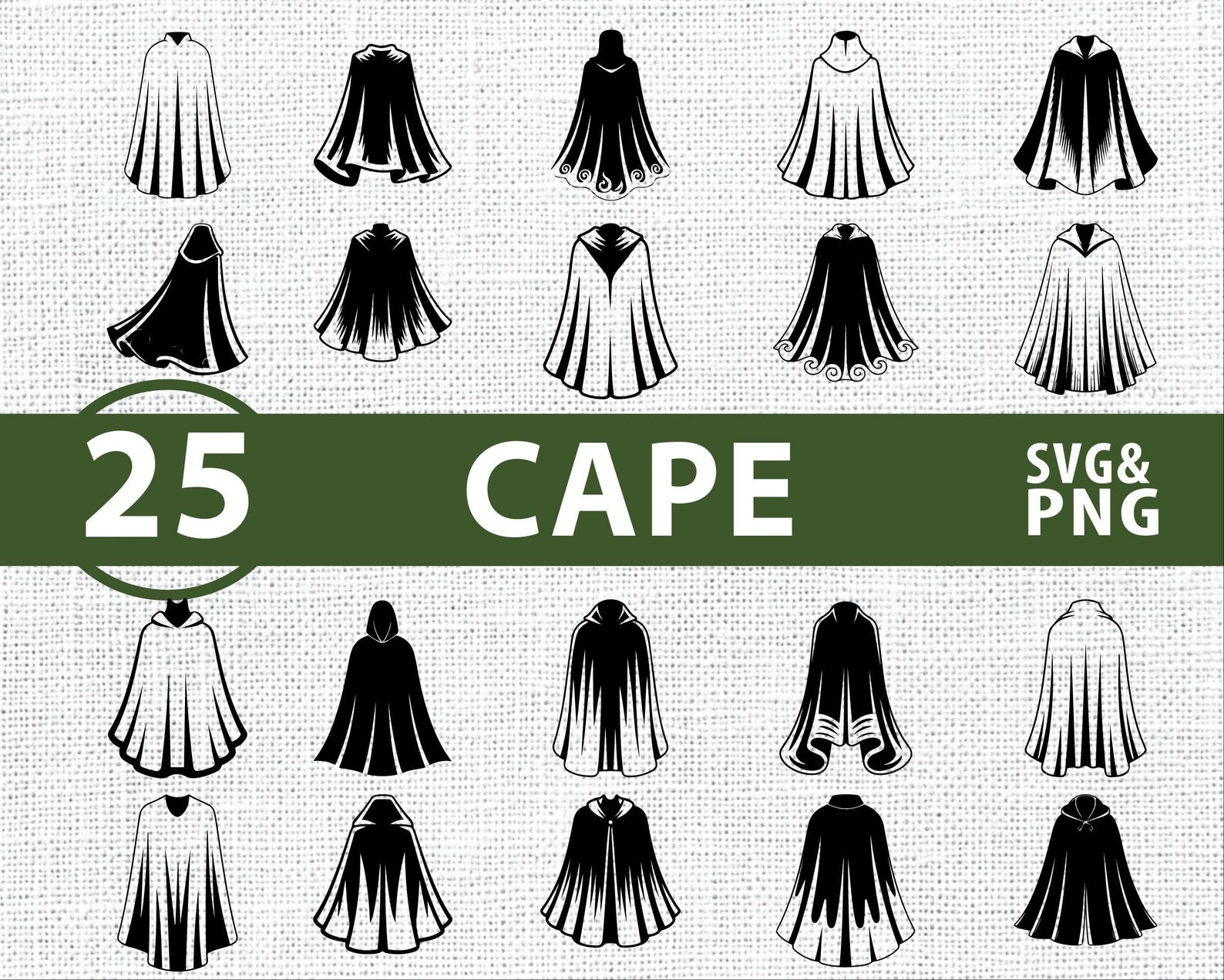 25 Cape SVG & PNG Bundle | Cloak SVG for Cricut, Costume Design Clipart ...